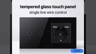 UBARO 157mm Round Black 2-Gang-2AC Touch Switch
