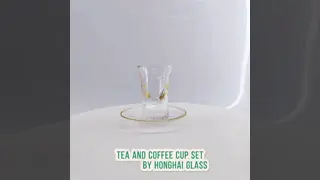 Premium Gold Glass Coffee Cup Set Elegant Tableware