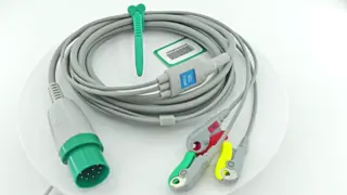 Watch:Compatible Nihon Kohden 10 Pin  ECG Cable 3 Leads Clip Type IEC