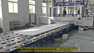 Long PU sponge block horizontal splitting machine with electrical winding and conveyor motion