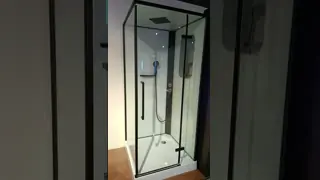 See Why Choose Stylish black paint aluminum alloy frame shower room with  roof and tray