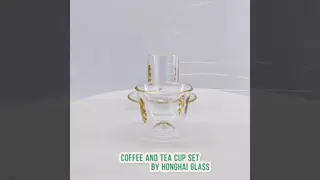 Elegant Gold Ginkgo Leaf Heat-Resistant Glass Tea & Coffee Cup Set with Saucer