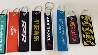 Satisfaction Guarantee Custom Logo Embroidered Woven Polyester Keychain