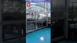 A newly installed carton packaging machine, capable of packaging 80 cartons per minute