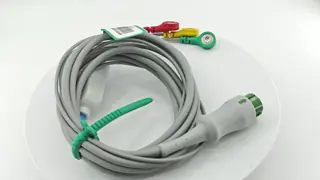 Watch:Compatible Mindray 12 Pin  ECG Cable 3 Leads Snap Type IEC