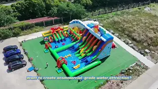 Commercial Inflatable Water Park Land Playground with Slide Pool for Outdoor Rental Business Factory