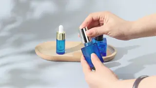 Premium Blue Glass Serum Dropper Bottles