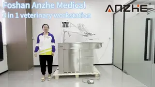 3 in 1 Veterinary Workstation with Examination Table LED Surgical Light