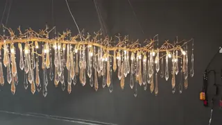 Grape Vine Home Decoration Chandelier Homestay Hall Custom Handmade Glass Plate Modern Retro Style B