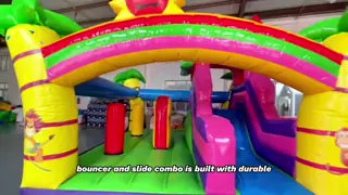 Tropical Theme Inflatable Bouncer Slide Combo Custom Colors & Sizes Commercial-Grade PVC Play Unit