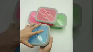 Factory Wholesale Silicone Folding Lunch Box, Children's Lunch Box with Spoon, Microwave Oven Heatin