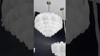 Factory Handcrafted Navy Blue Glass Chandelier with Brass Finish for Living Dining Room Bedroom Ligh