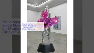 Futuristic Robot Lady Sculpture Red Dress Art