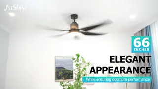 66 Inch Black Ceiling Fan Quiet DC Motor LED Light