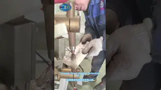 Welding the steel tube and sheet with the projection spot welding machine