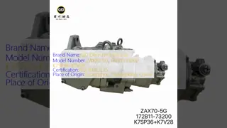 Hitachi ZAX70-5G Pump 172B11-73200 Power Up