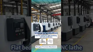 Flat bed gang tool CNC lathe #cncmill #cnc #machine #factory #factoryproducts  #weldingmachine