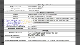 Livestock ID Tags ISO Certified 100k Write Cycle