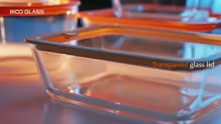 straight edge glass food storage container with glass lid