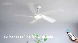 Quiet White Ceiling Fan LED Light 52 Inch Modern