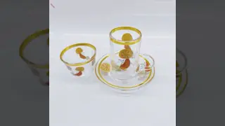 Luxury Gold Rim Glass Tea Cup Set 18 Piece Elegant Drinkware