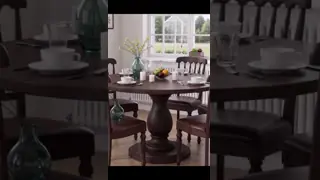 Classic Round Solid Oak Dining Table with Sculpted Pedestal Base