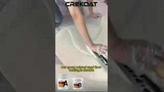Epoxy colored sand floor paint transforms boring concrete into a luxury spa floor!