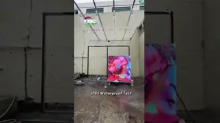 IP65-rated LED Screen Undergoing Rain Simulation