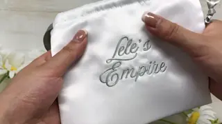 custom satin drawstring pouch with embroidery logo
