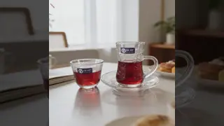 Premium Glass Tea Cup 1413B Elegant Crystal Clear Design