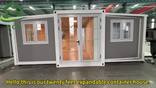 20FT expandable container house|white frame grey wall