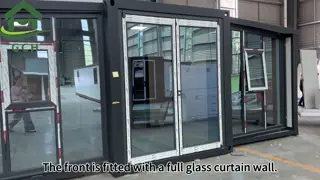 20FT expandable container house with front full grass curtain wall