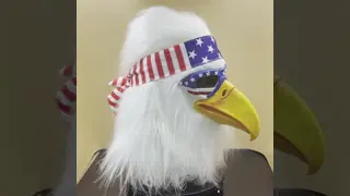 Realistic Full-Head Eagle Latex Mask with American Flag Headband