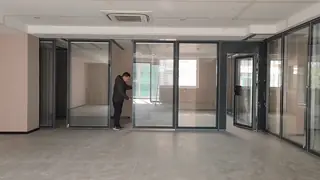 Double glass louvered partition glass for office desk space