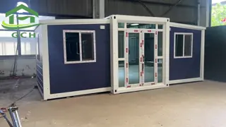 20FT Expandable container house with blue metal carve panel (outside)