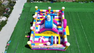 Custom Kawaii Inflatable Fun Park Large Playground for Kids Outdoor Rental Project Amusement Park