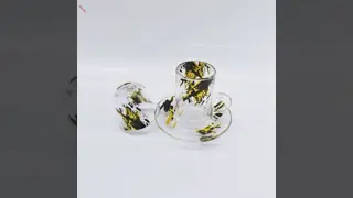 Premium Gold Abstract Glass Tea Cup Set of 6