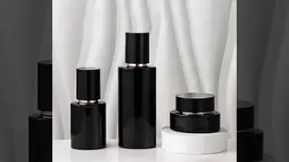 Black bottle and jar