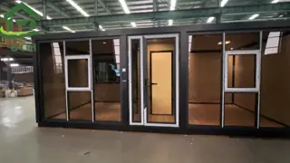 10FT Flat roof expandable container house with front full grass curtain wall