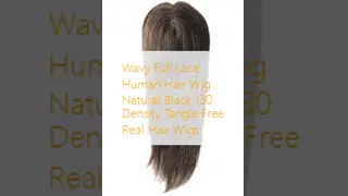 Wavy Human Hair Wig Natural Black