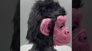 Realistic Pink Monkey Latex Mask with Black Fur | Animal Cosplay Costume for Parties