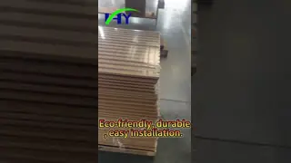 Wood slat acoustic panels in factory