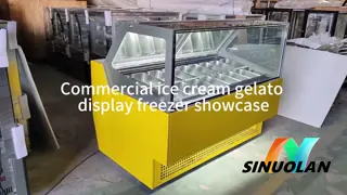 16 Trays Glass Door Hard Ice Cream Display Cabinet Italian Gelato Freezer