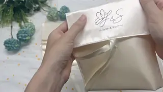 custom satin envelope pouch with bow