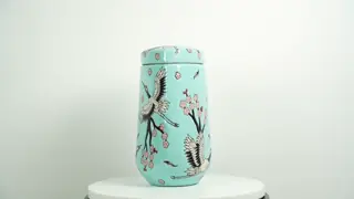 Crane and Blossom Ceramic Cremation Urn