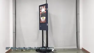 32inch Dark Blue Self Service Kiosk with QR Code Scanner