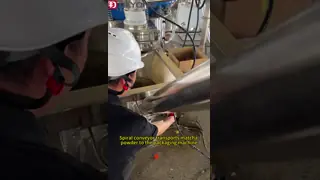 Spiral conveyor transports matcha powder to the packaging machine