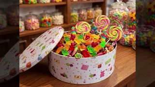 DADI Colorful Candy Print Round Metal Tin Box White Premium Food Safe Storage Container Perfect for