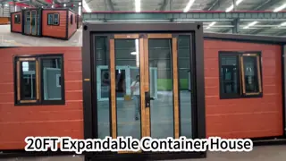 20-foot expandable container home with metal decorative panel