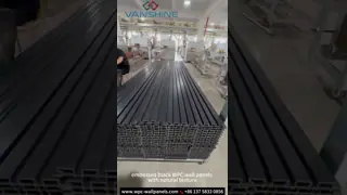 Black 1st Gen Fluted WPC Wall Panel Factory Real Shot